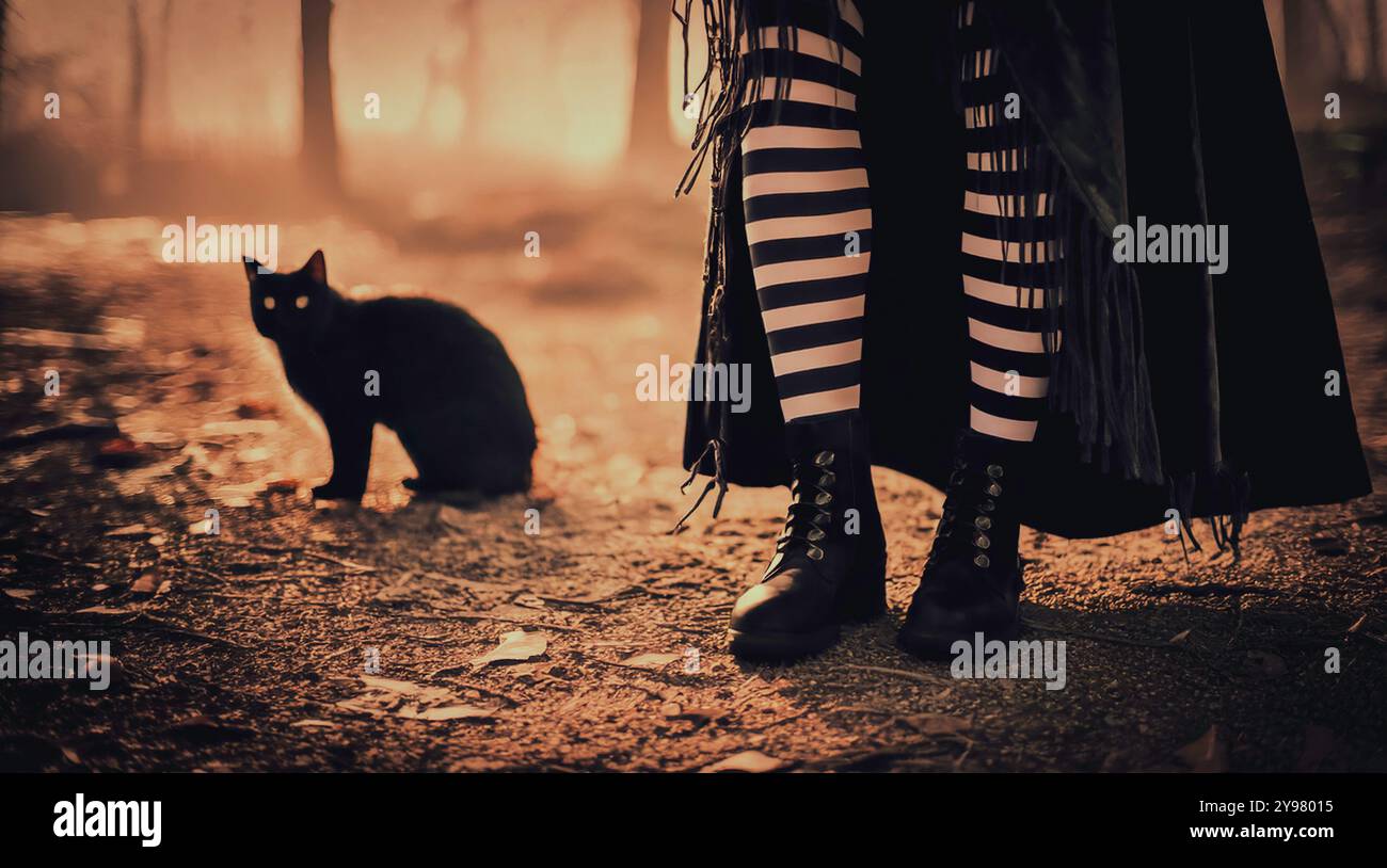 Black cat wearing witch hi-res stock photography and images - Alamy