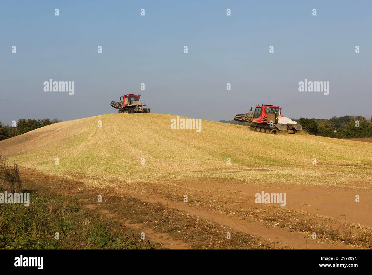 Piston Bully tracked bulldozer vehicles building silage clamp of ...