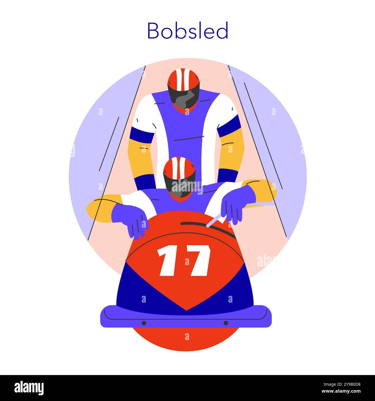 Winter sports concept. A dynamic illustration of athletes in a bobsled ...