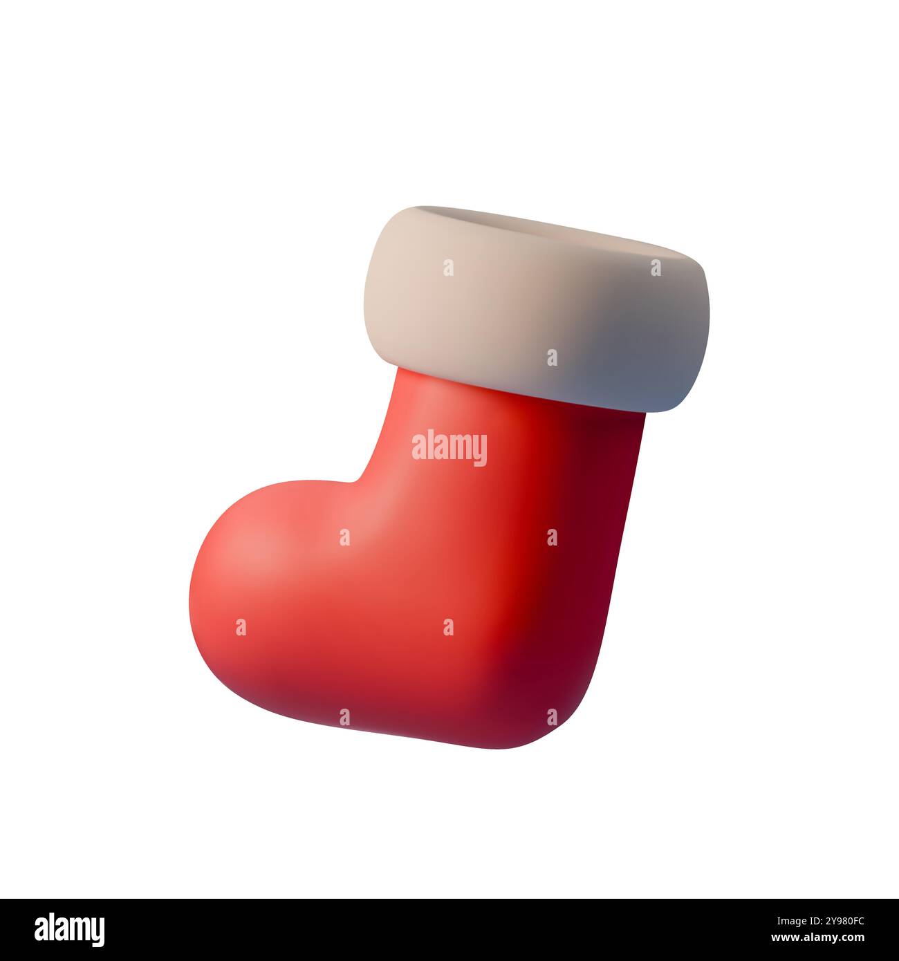 Vector 3D illustration of a red Christmas boot with white cuff ...