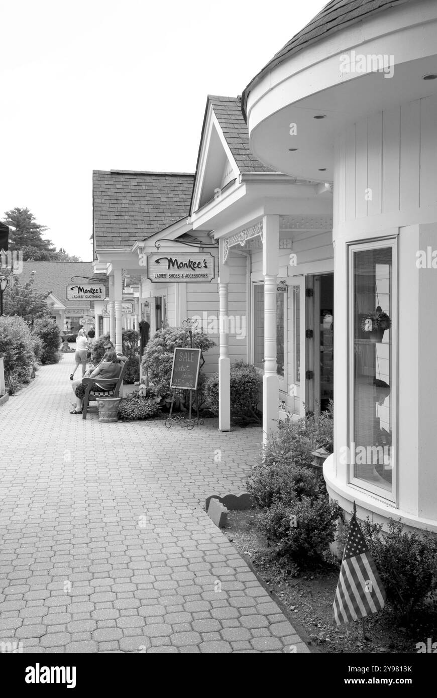 Tourists visiting shops in the town of Blowing Rock North Carolina USA ...