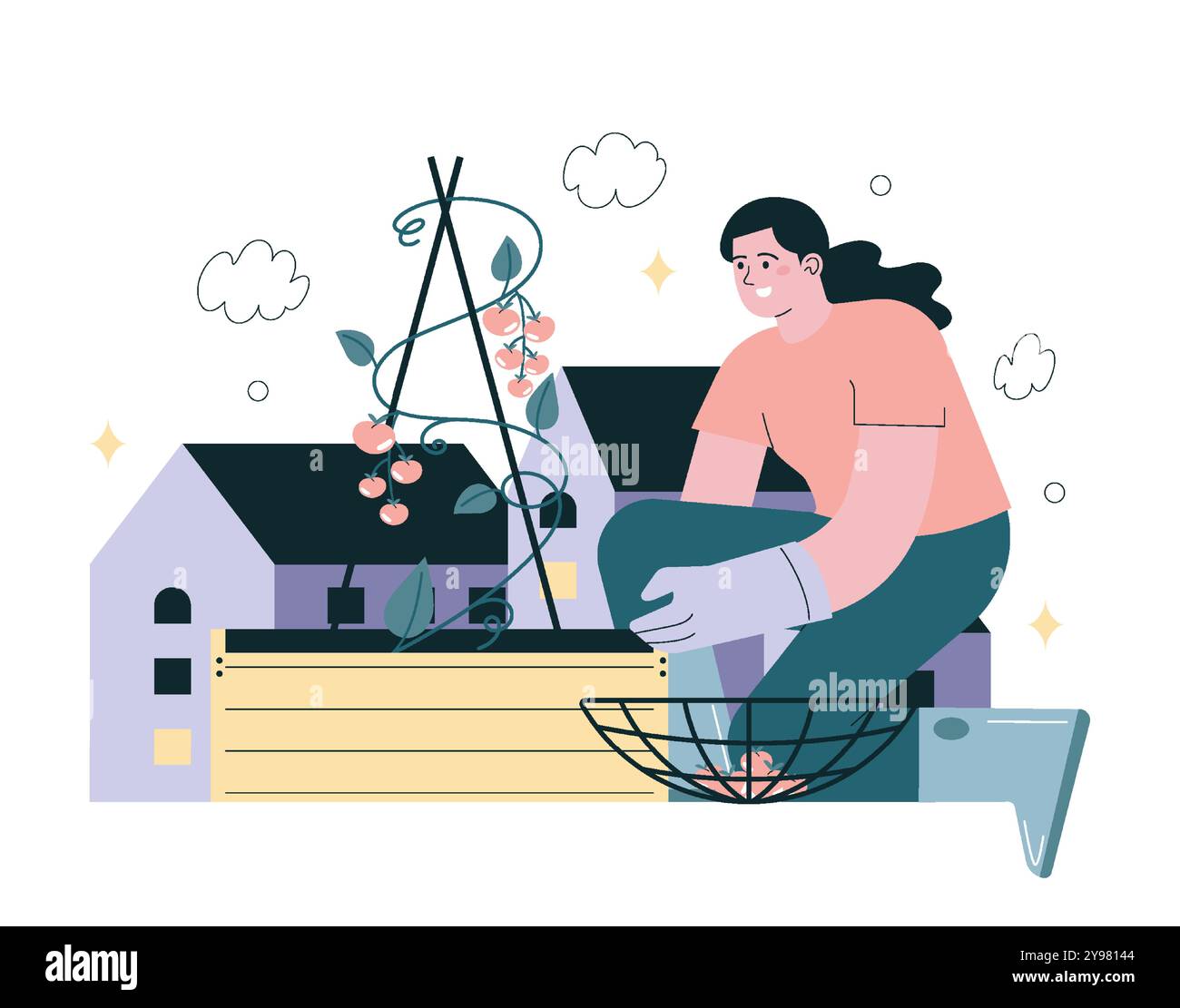 Urban farming or gardening. City agriculture. Characters planting and ...