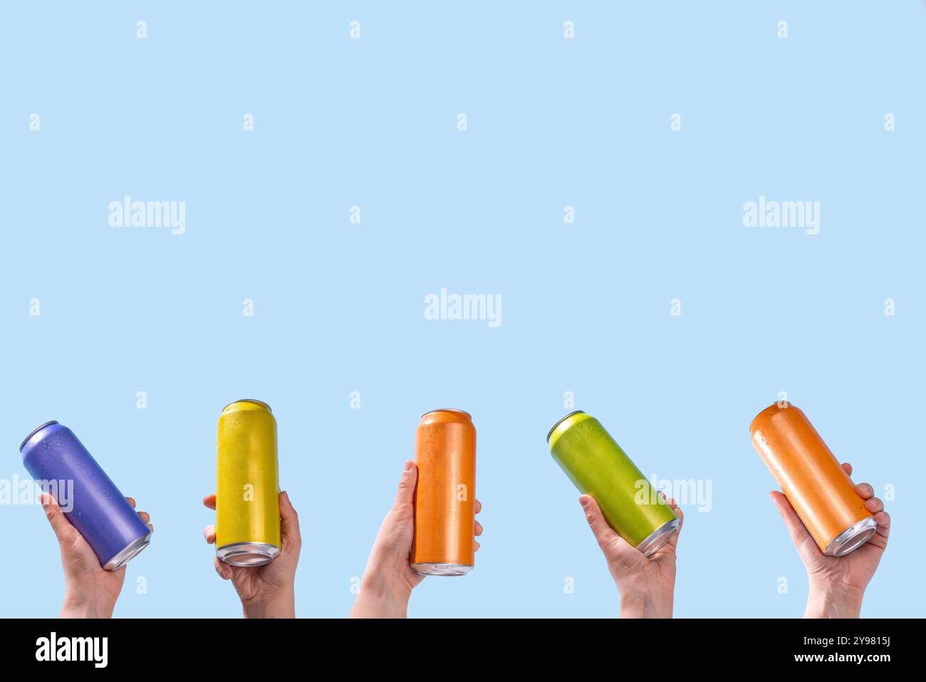 RTD Cocktail or mocktail, Ready to Drink canned beverage in colorful ...