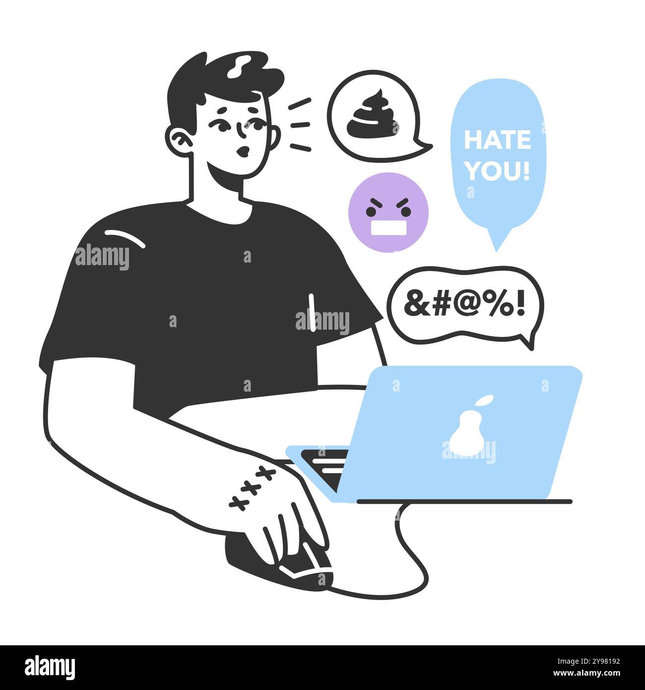 Cyberbullying. Online harassment with unfriendly, mean and hurtful ...