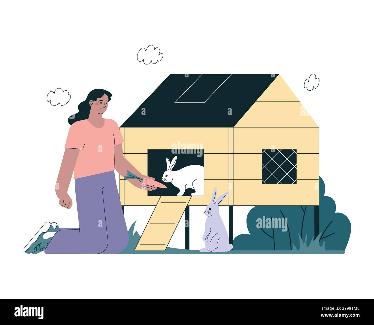 Eco-friendly resort. Summer holidays on the farm. Rural landscape ...