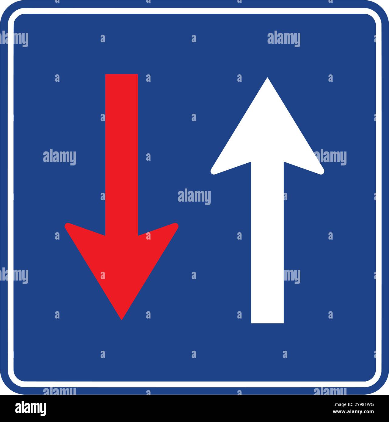 Priority over oncoming traffic, Road signs in Turkey. Standard traffic ...