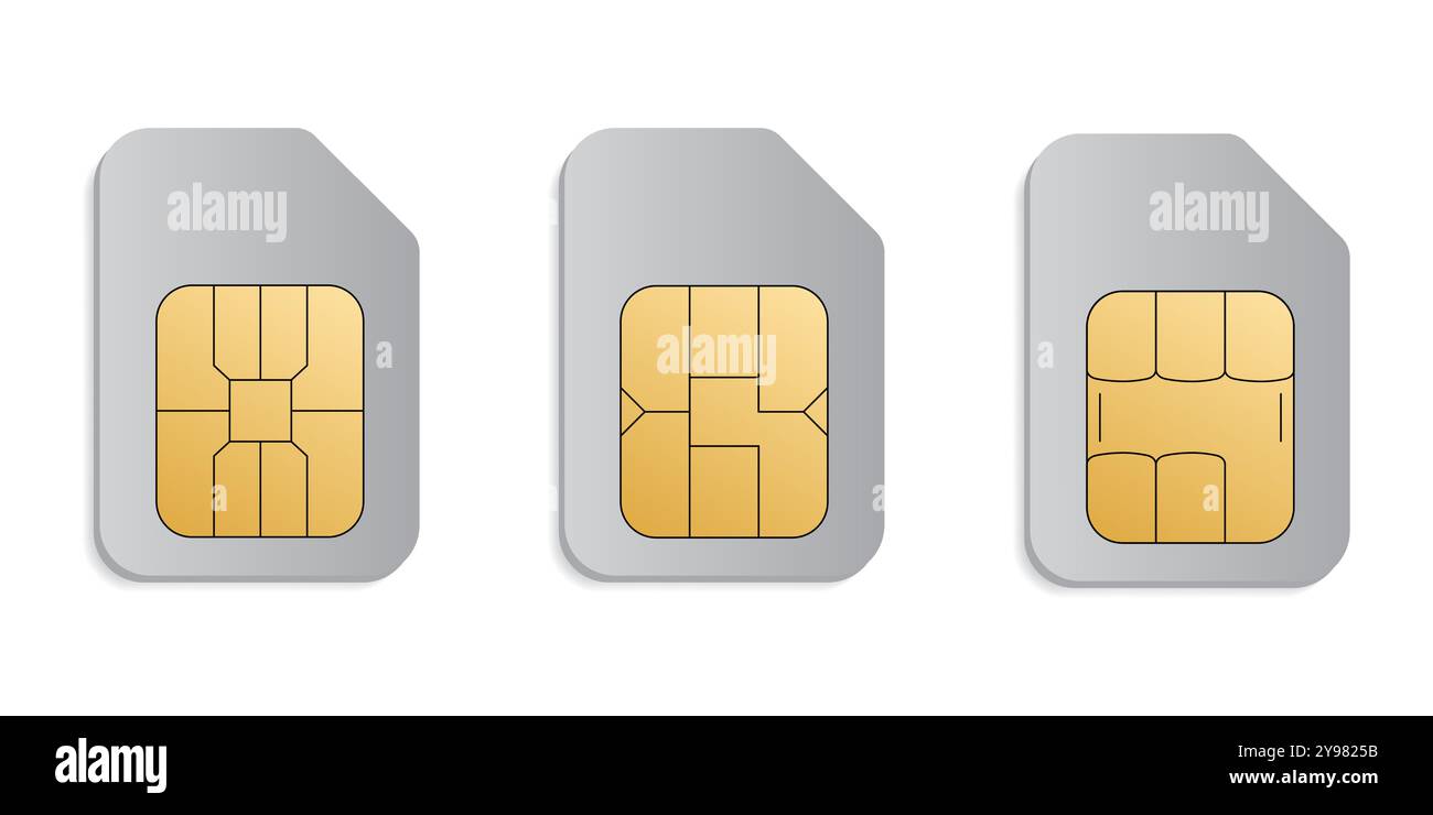 Set of sim cards. ID card mockup template. Realistic vector ...