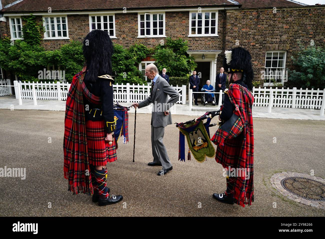 The Duke of Kent watches three pipers from the Royal Scots Dragoon ...