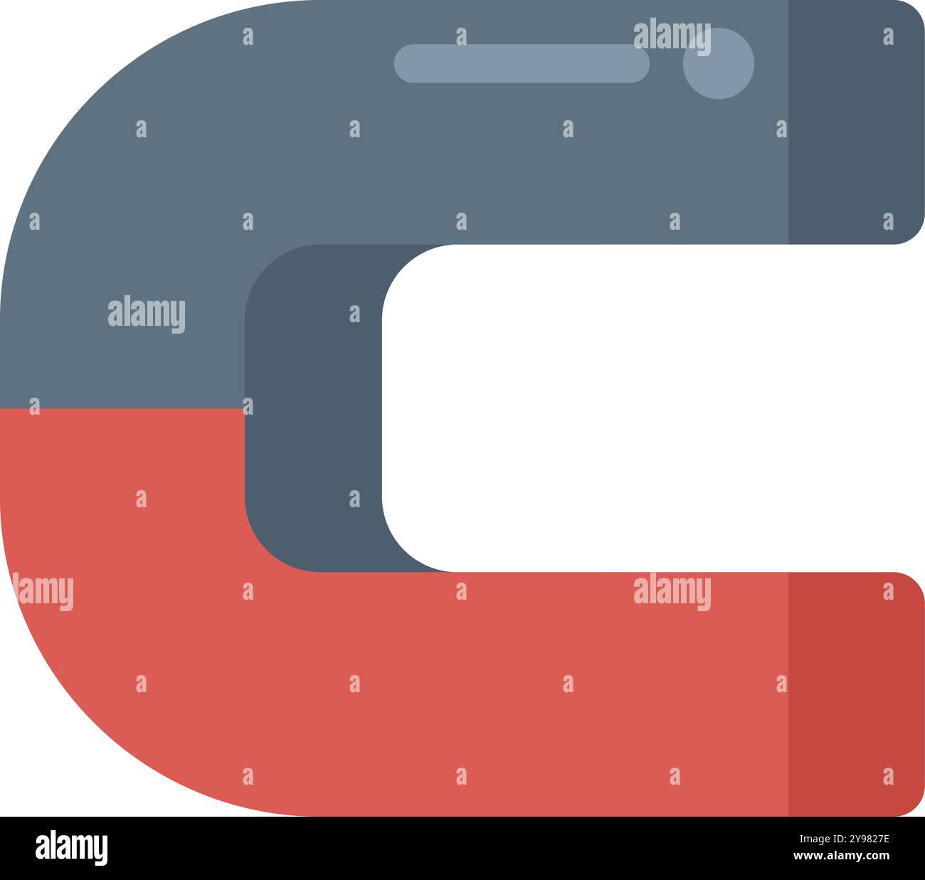 Horseshoe magnet attracting metal objects, depicted in a flat design ...