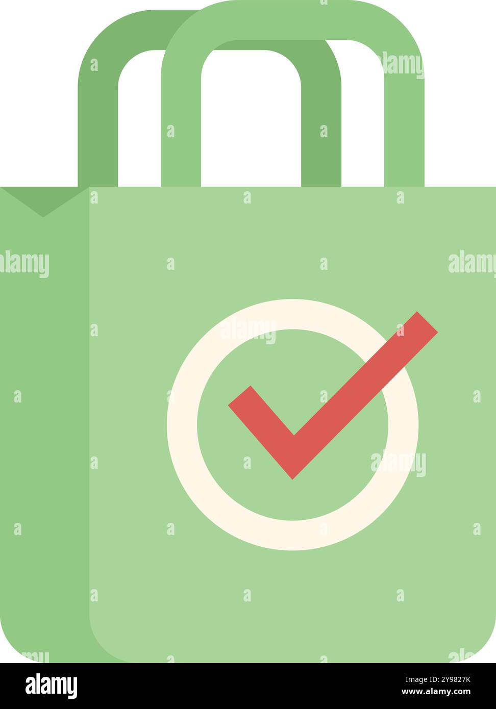 Green shopping bag with red check mark promoting a positive shopping ...
