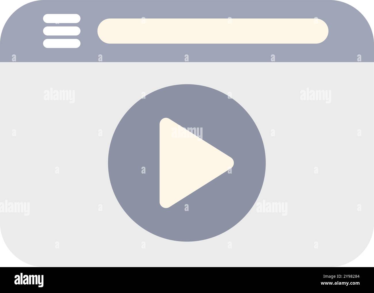 Simple flat vector illustration of a web browser displaying a video ...