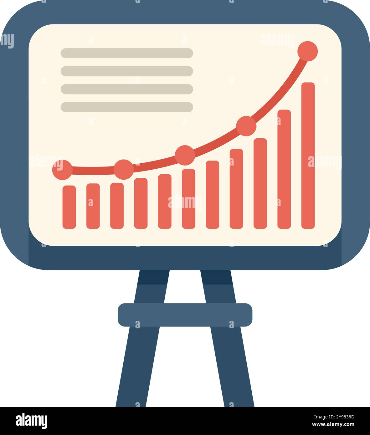 Flip chart is presenting a growing up graphic with an exponential curve ...