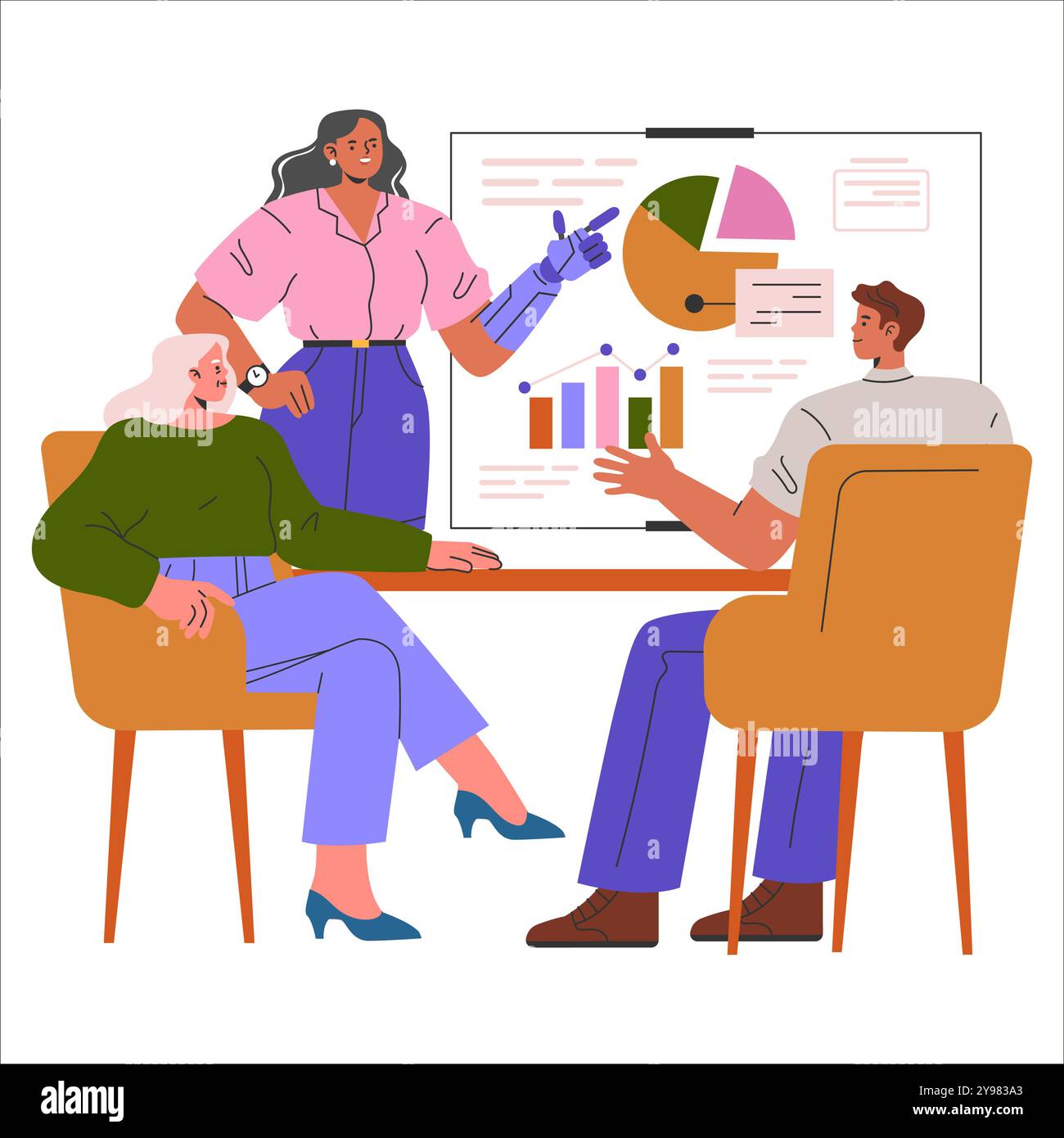 Diversity Businesswoman concept. A diverse team engages with a ... Diversity Businesswoman concept. A diverse team engages with a ...