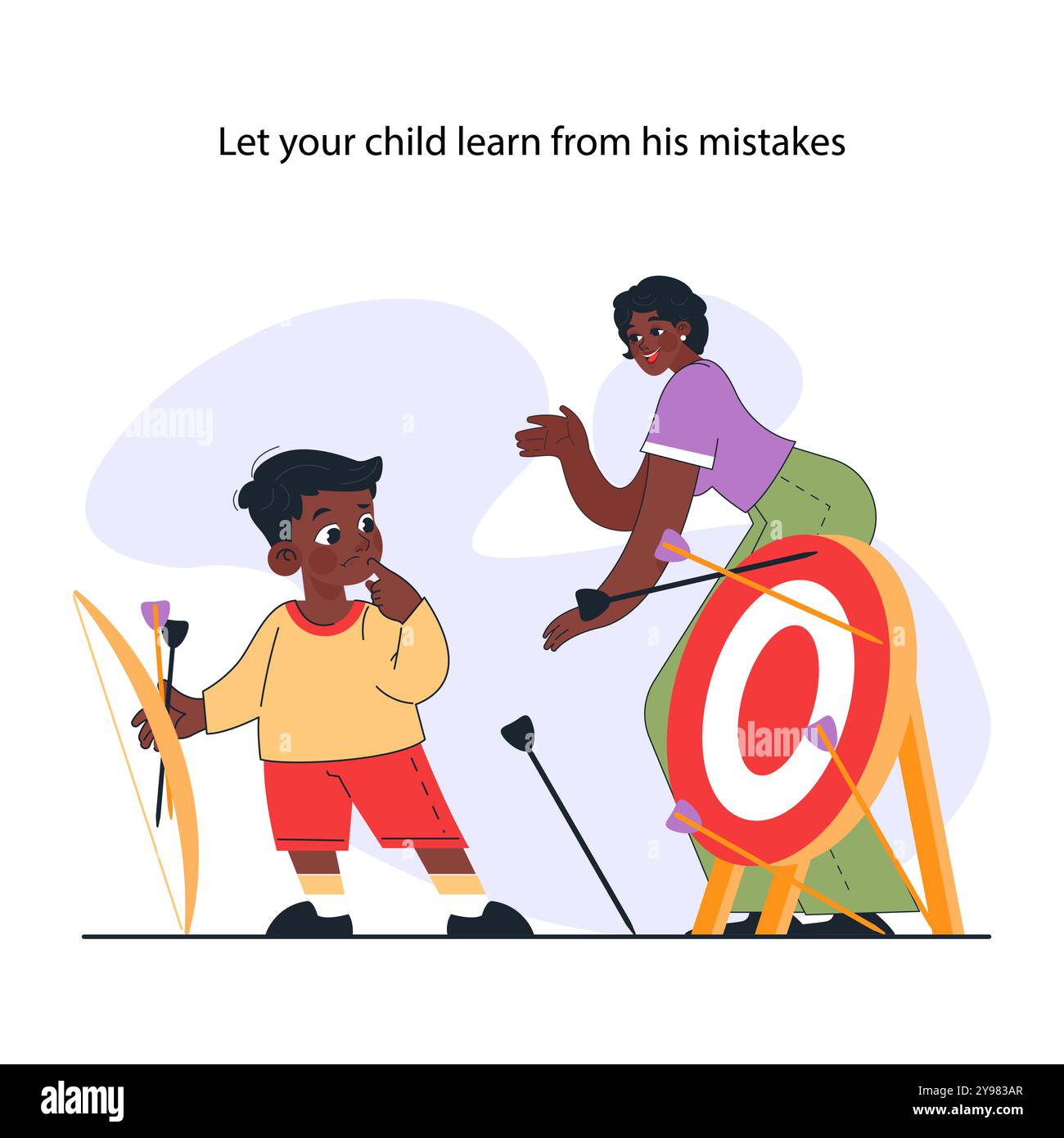 Modern positive parenting. Parent helping a child to conquer fears of ...