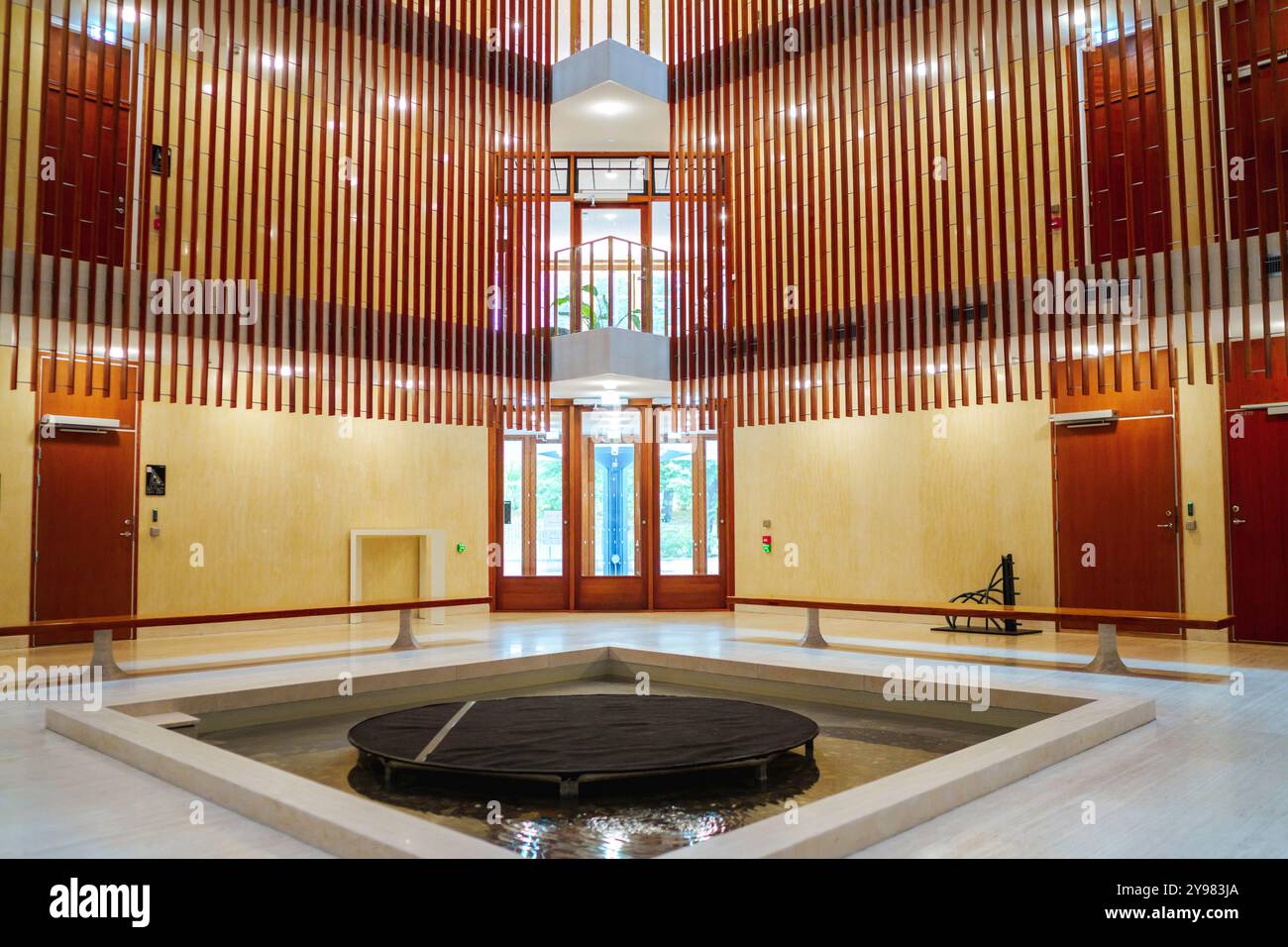 Oslo 20241009. The atrium in Ambassaden Henrik Ibsens gate 48 in Oslo ...