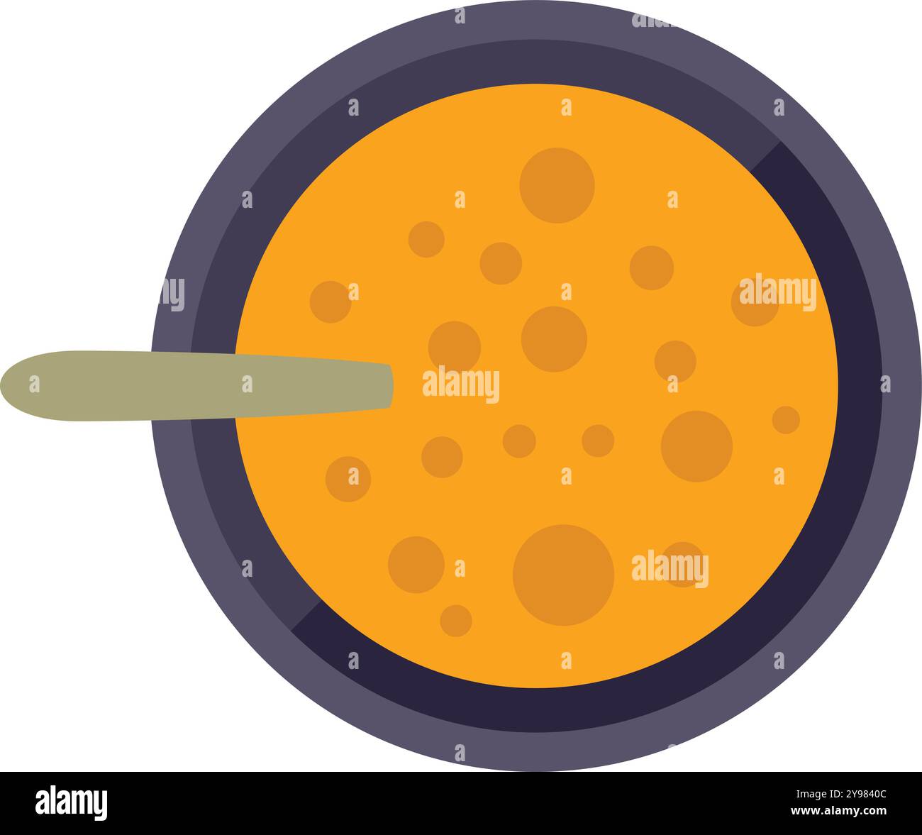 Simple cartoon illustration featuring a bowl of soup seen from above ...