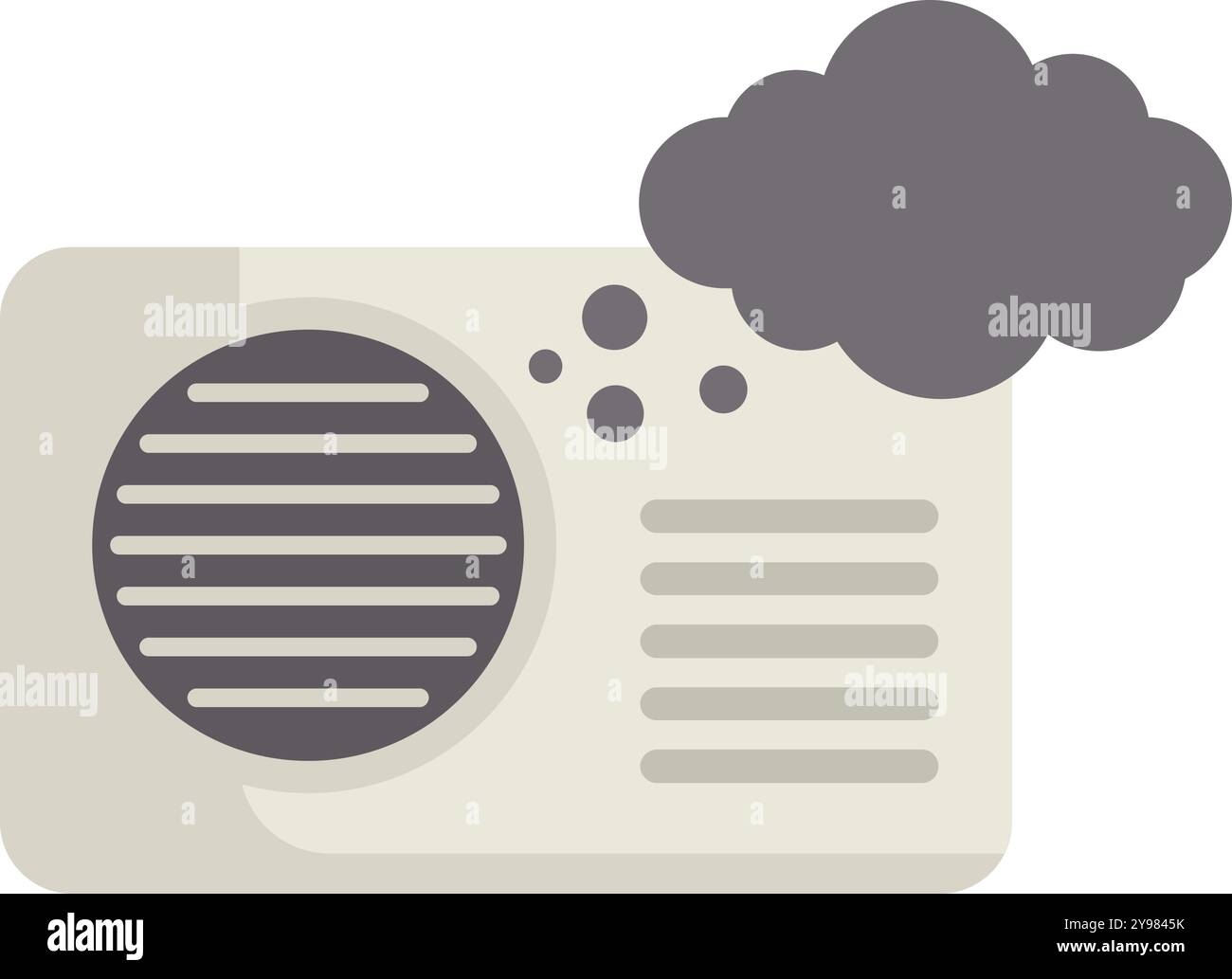 Air conditioner emitting smoke, a concept icon of air pollution in flat ...