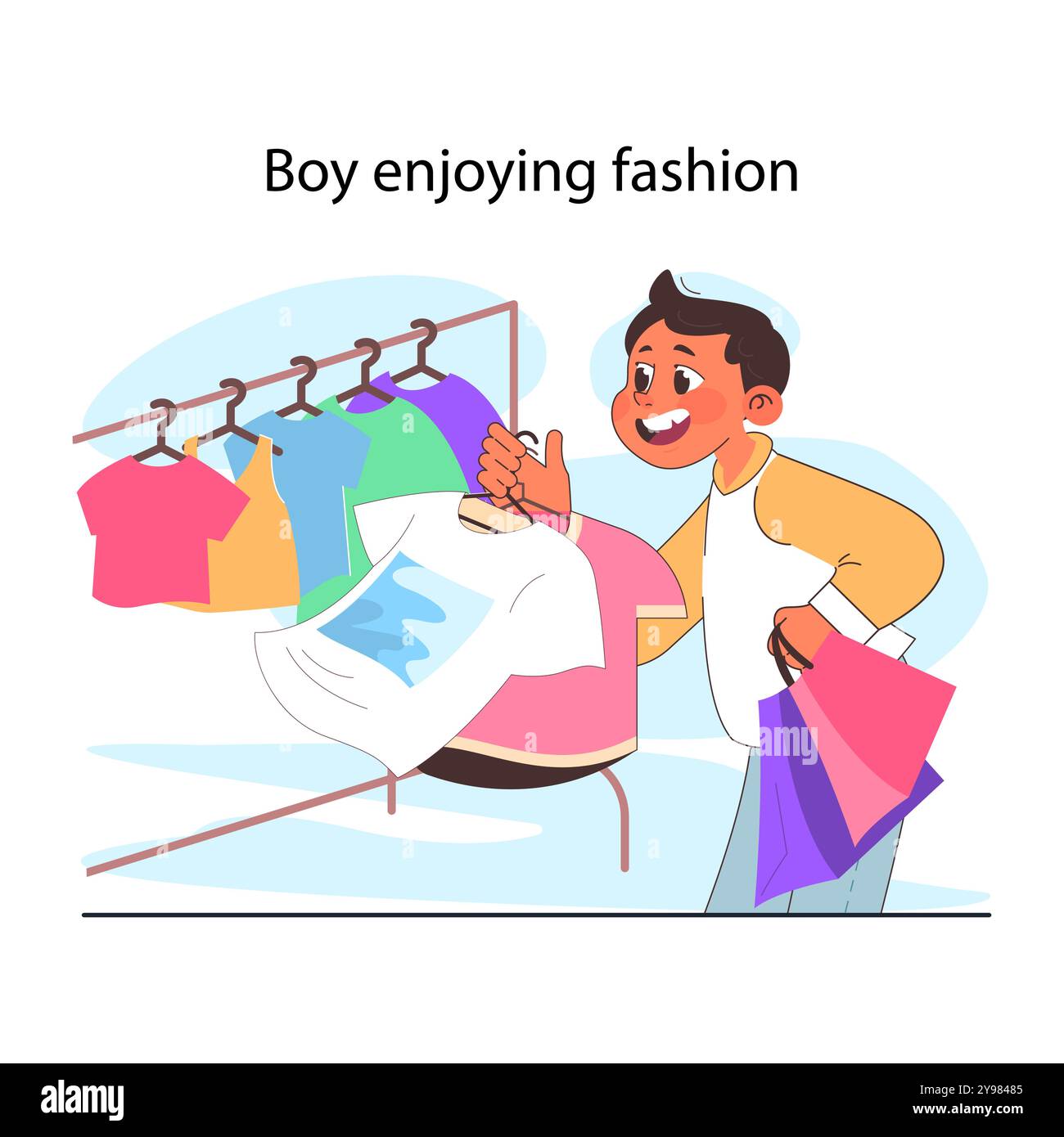 Boy enjoying fashion. Modern gender neutral parenting. Positive advice ...