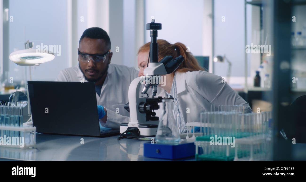 Working on laptop scientist creating hi-res stock photography and images - Alamy