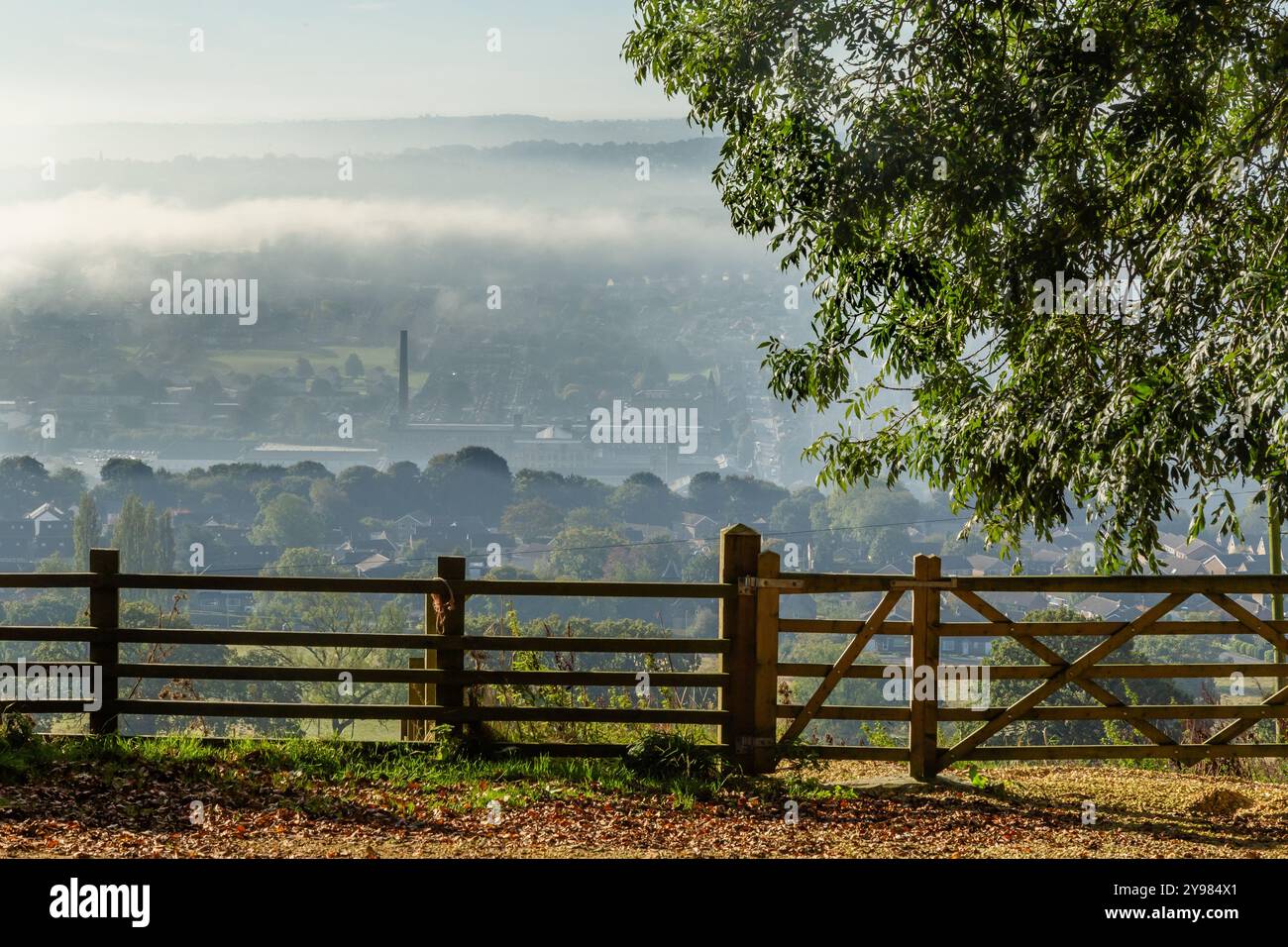 Mist (low lying fog, inverted cloud) hanging over Saltaire in Yorkshire ...