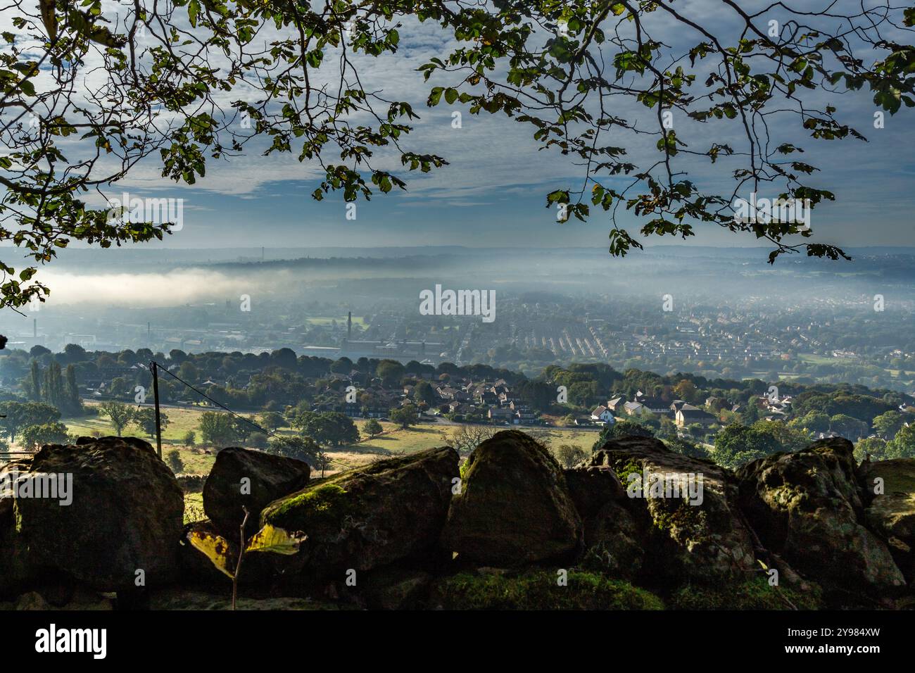 Mist (low lying fog, inverted cloud) hanging over Saltaire in Yorkshire ...
