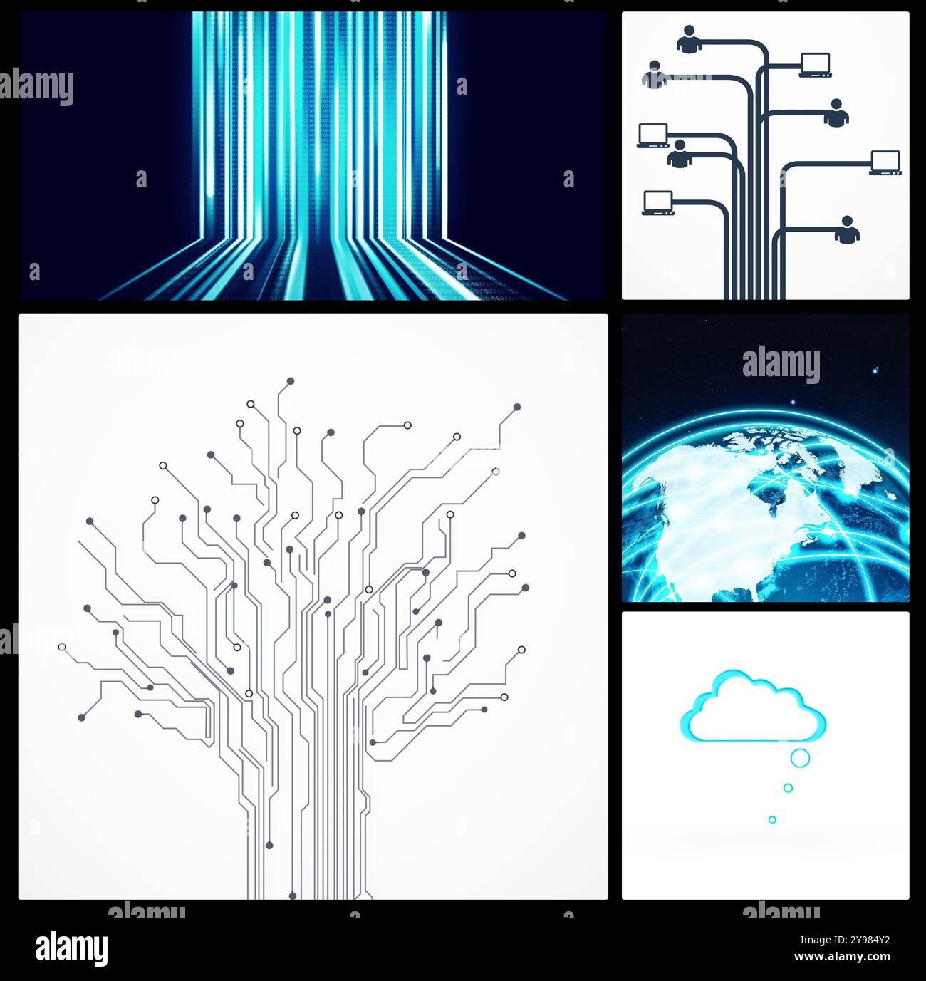 Collage, information technology and networking with global computer ...
