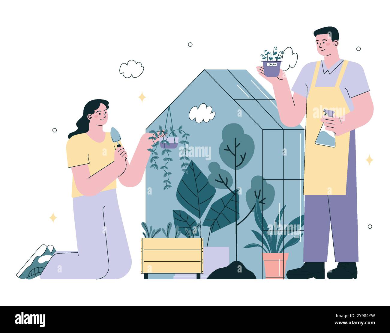 Urban farming or gardening. City agriculture. Characters planting and ...