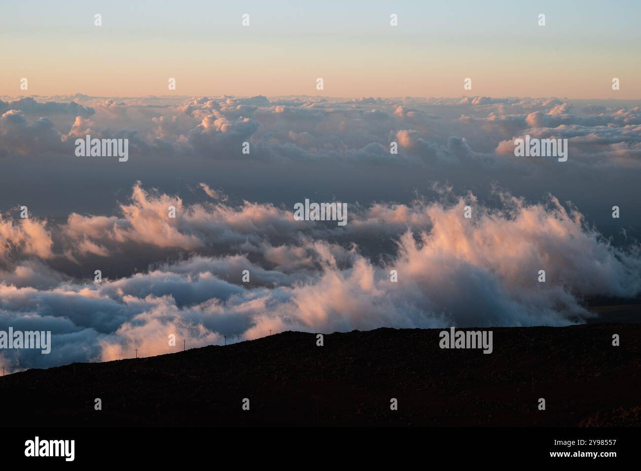 Sunset at Haleakala lookout with spectacular cloud formations as seen ...