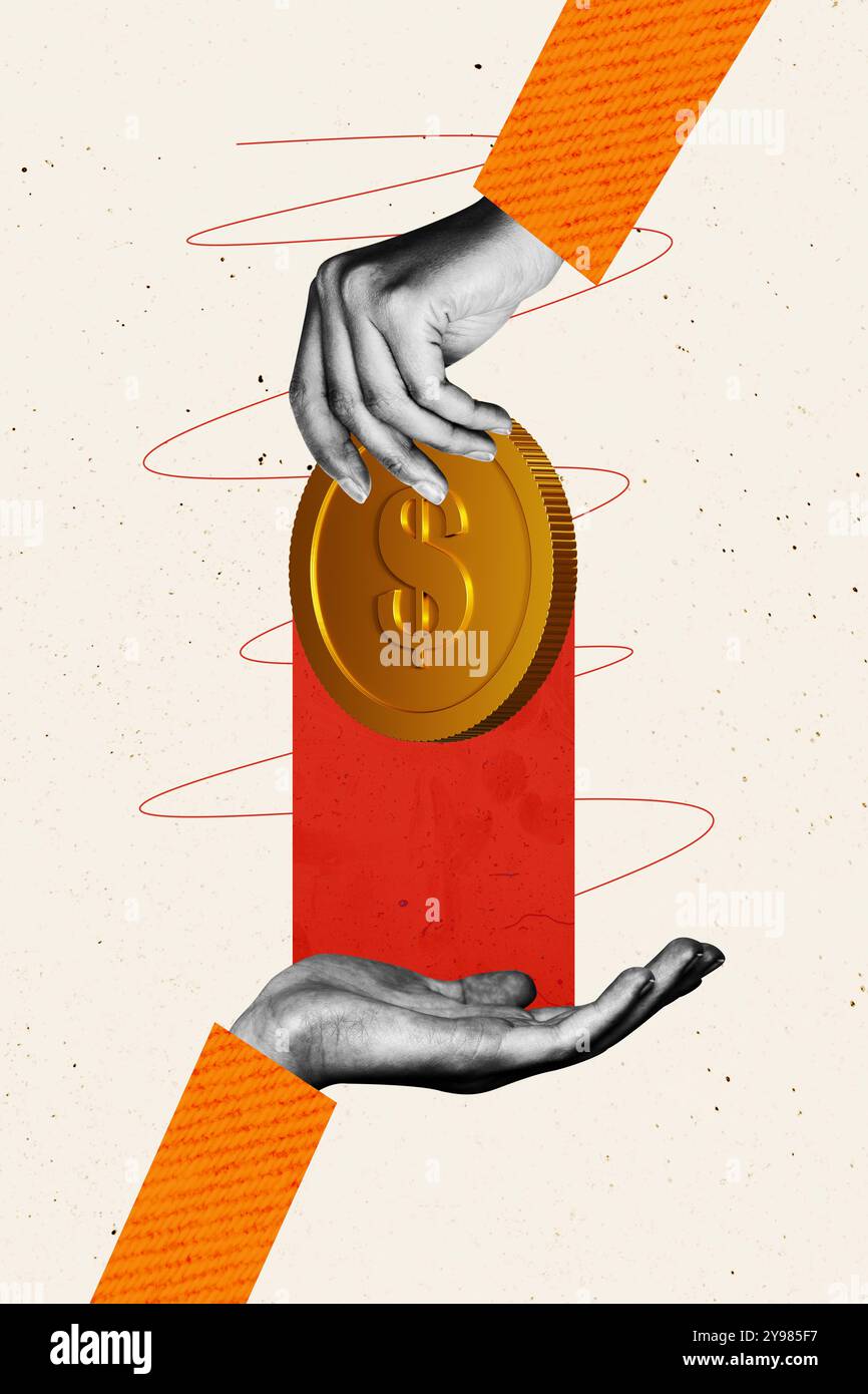 Vertical composite artwork collage image picture of two people arms ...