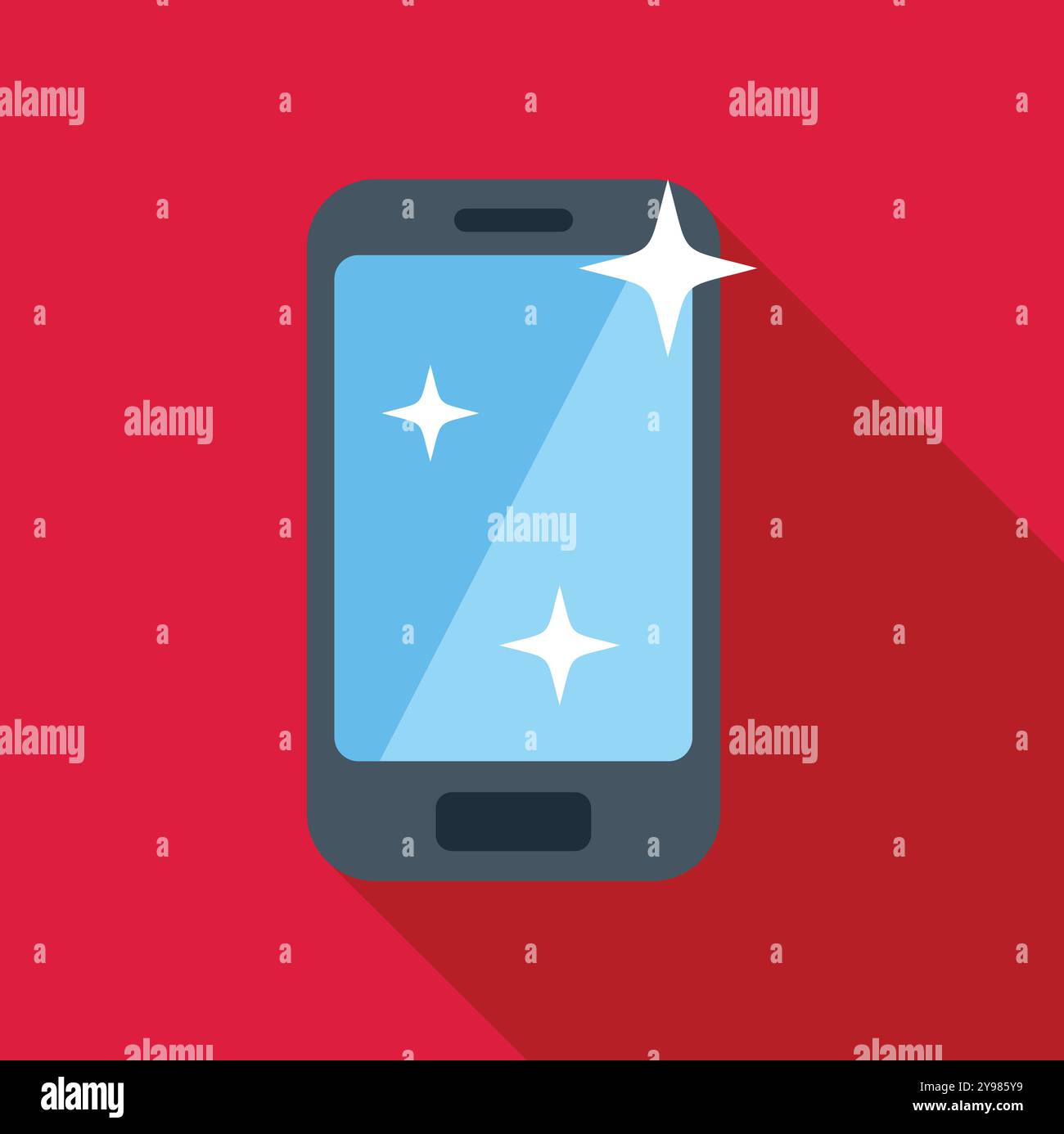 Smartphone with a clean display is shining on a red background Stock ...