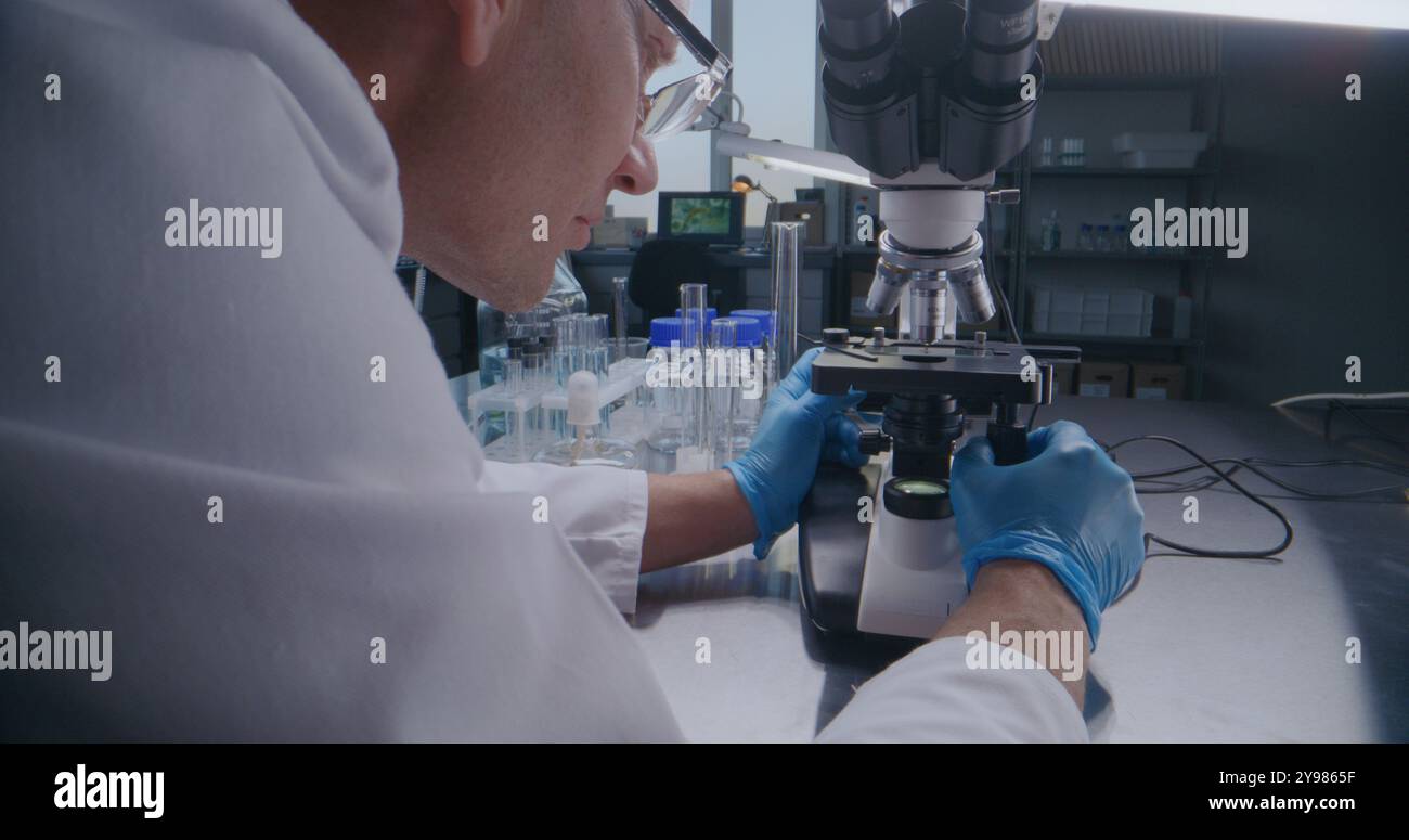 Medical science laboratory: Close up of professional microbiologist or ...