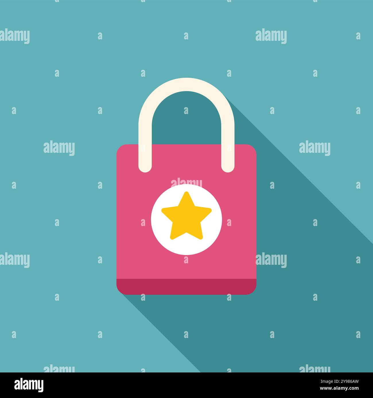 Minimalist vector illustration featuring a pink shopping bag with a ...