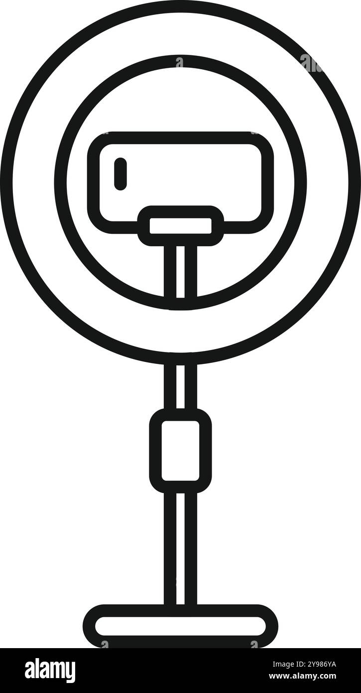 Smartphone streaming using ring light on tripod stand icon vector ...