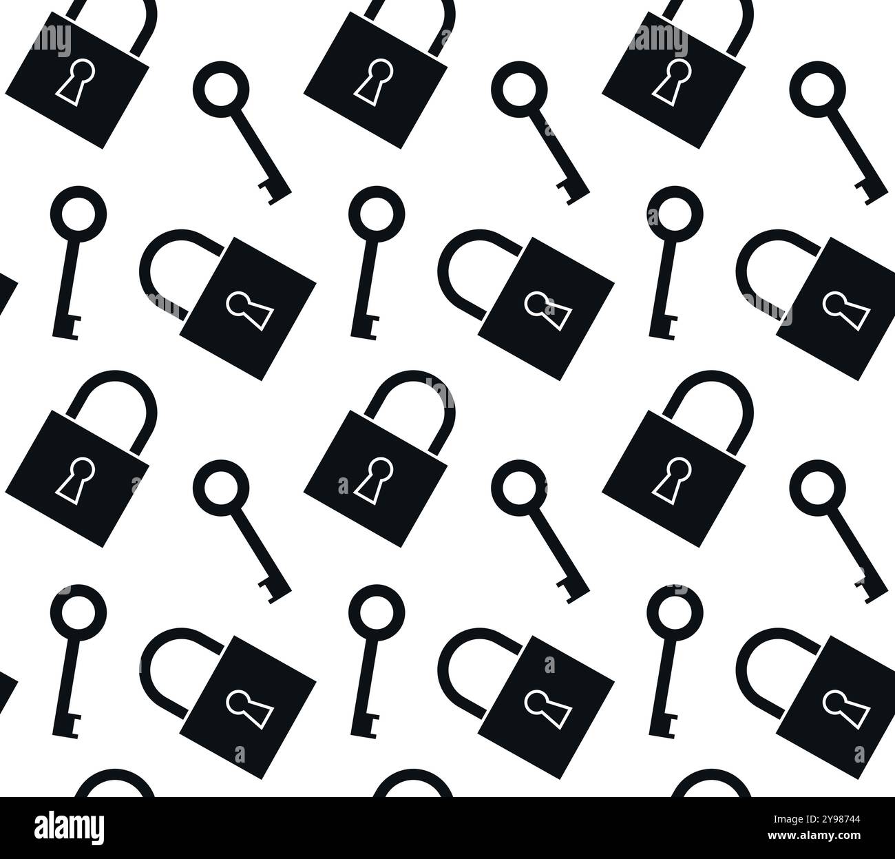Vector seamless pattern of flat key and lock isolated on white ...