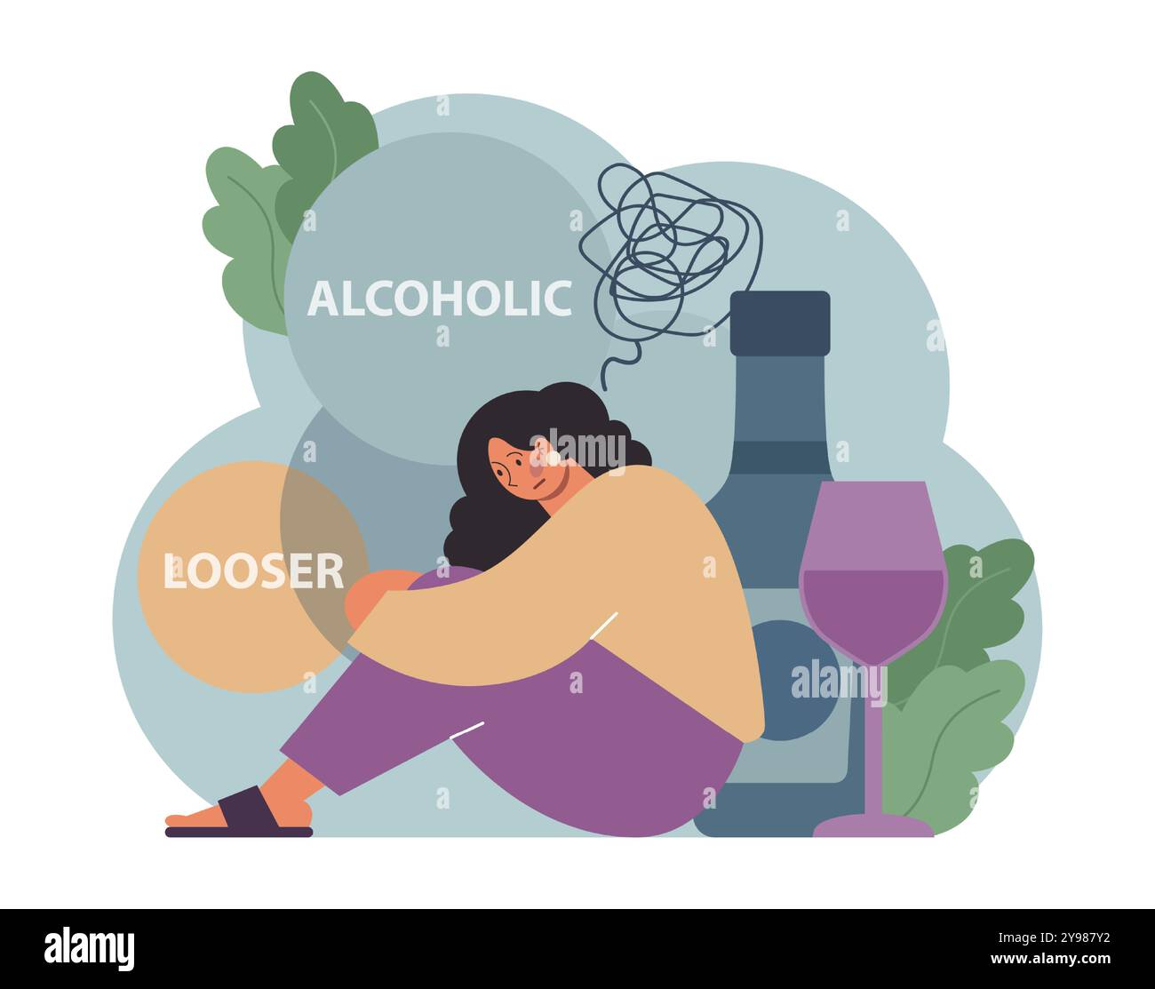Female alcoholism. Woman suffering from hard drinking, alcohol ...