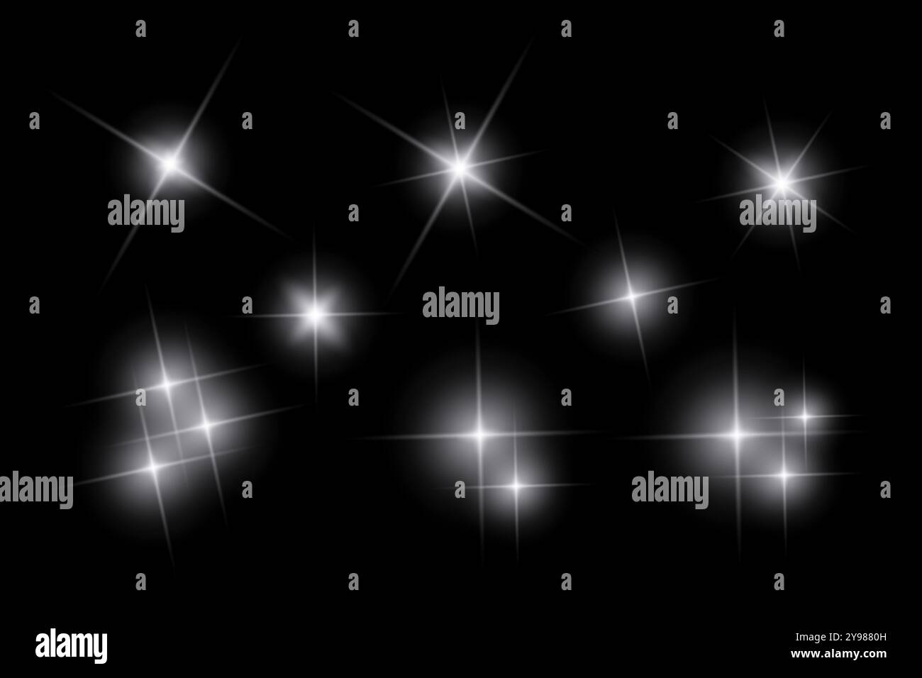 White sparkle lights, flashing lights, light effects, sunlight lens flare, glowing ray beams ...