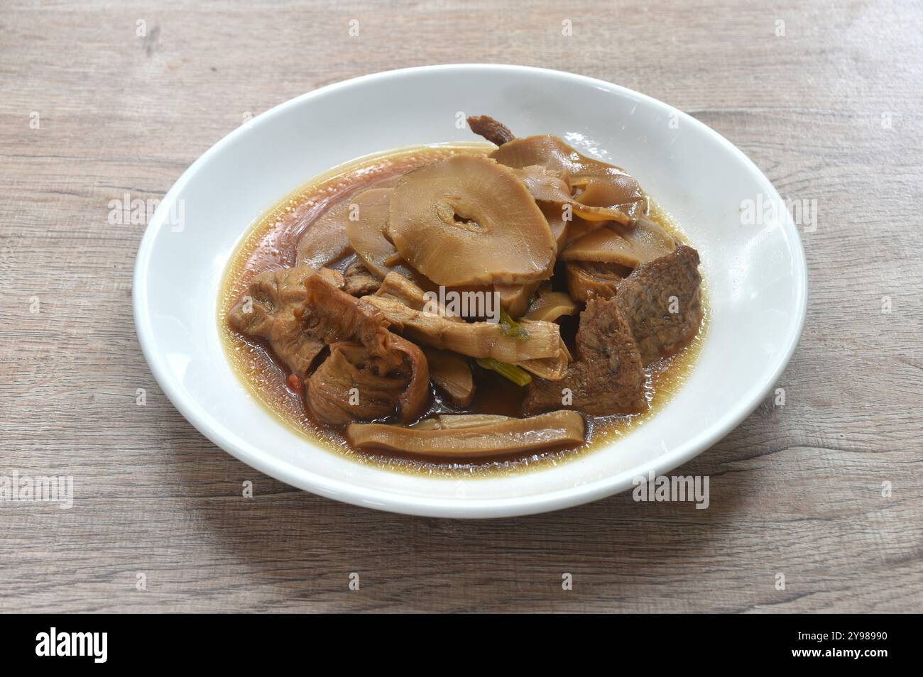 boiled slice Chinese bamboo shoot with ith gluten and tofu vegetarian ...
