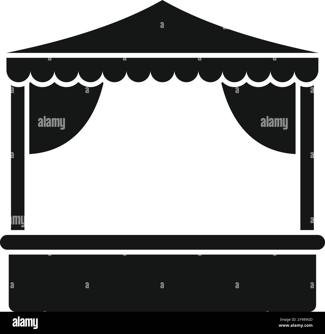 Street market stall silhouette with curtains and counter for selling ...