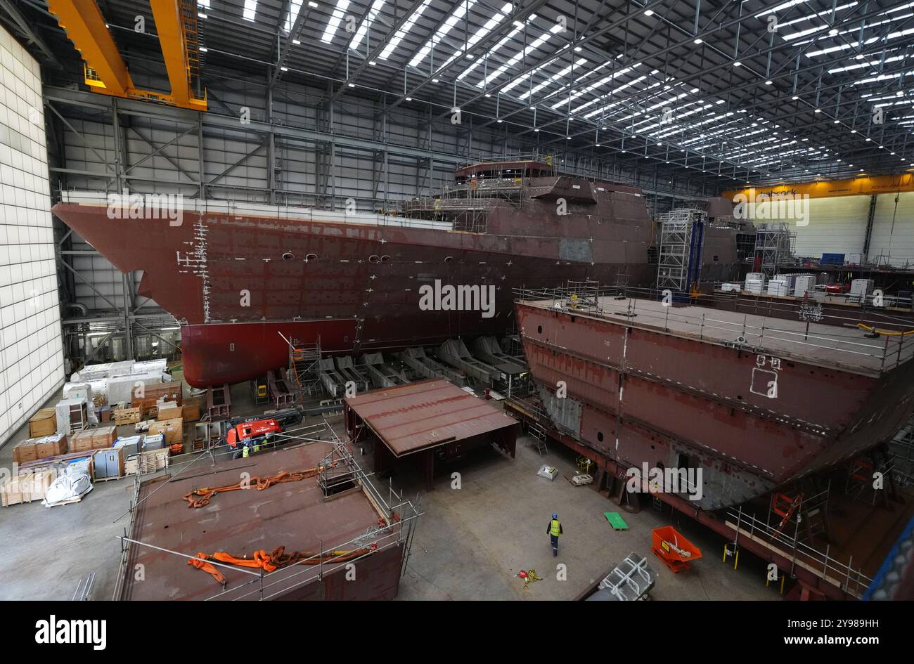 Construction work continues on HMS Venturer(left) and HMS Active in the ...