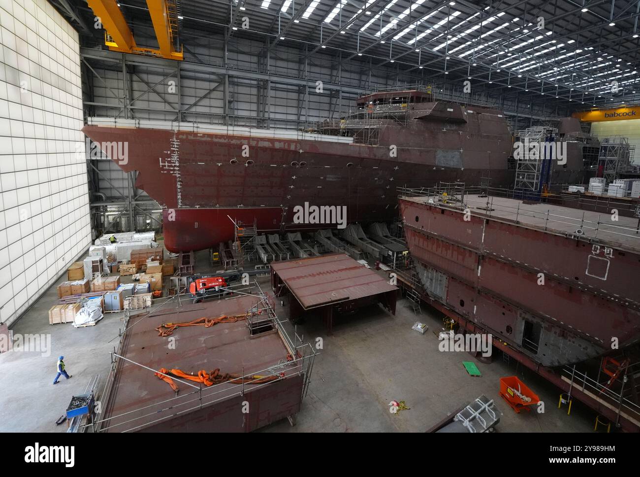 Construction work continues on HMS Venturer(left) and HMS Active in the ...