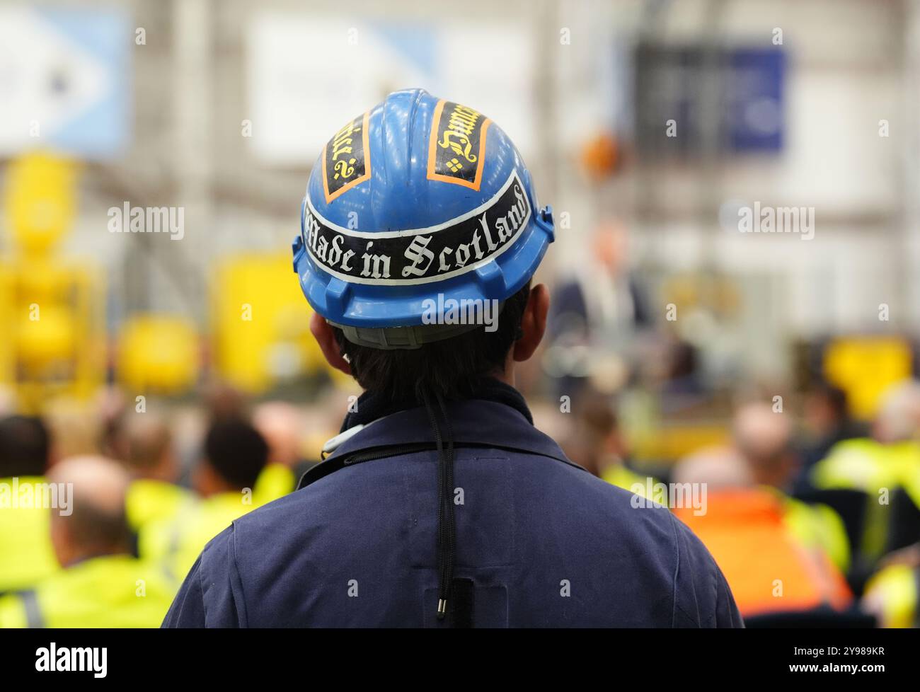 Workers during the Steel Cut ceremony for the Royal Navy's third in ...