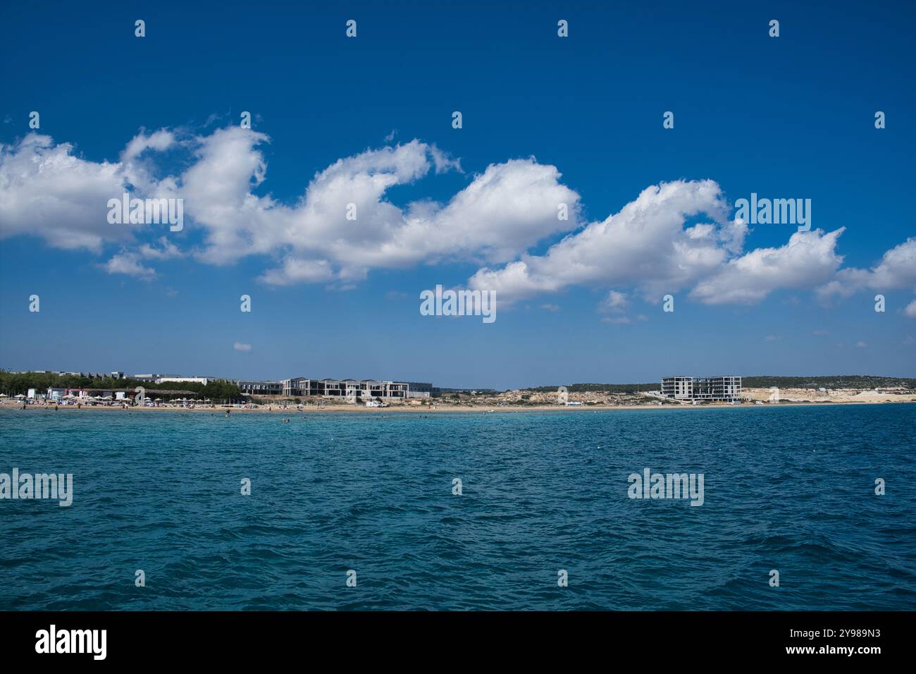 late summer on Bafra public beach in Bafra Northern Cyprus with ...