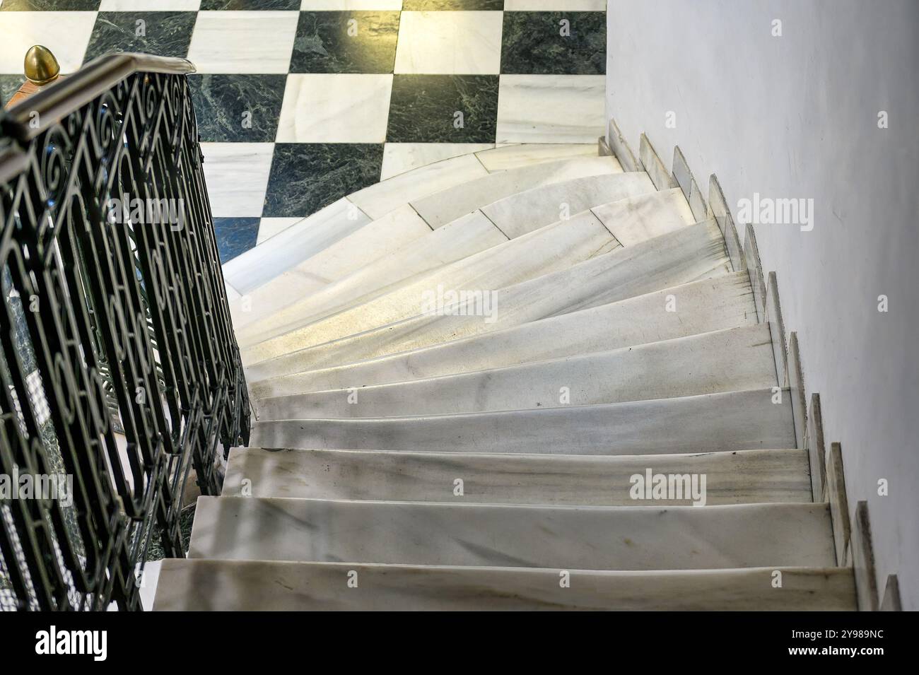 Ancient marble staircase in the interior architecture of a colonial ...