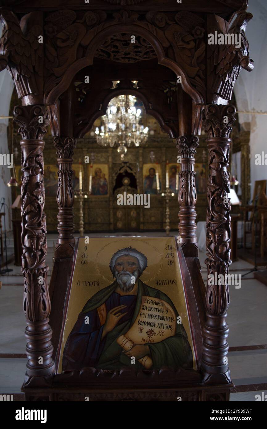 Icon stand Shrine of Periphery inside the Byzantine Apostolos Andreas ...