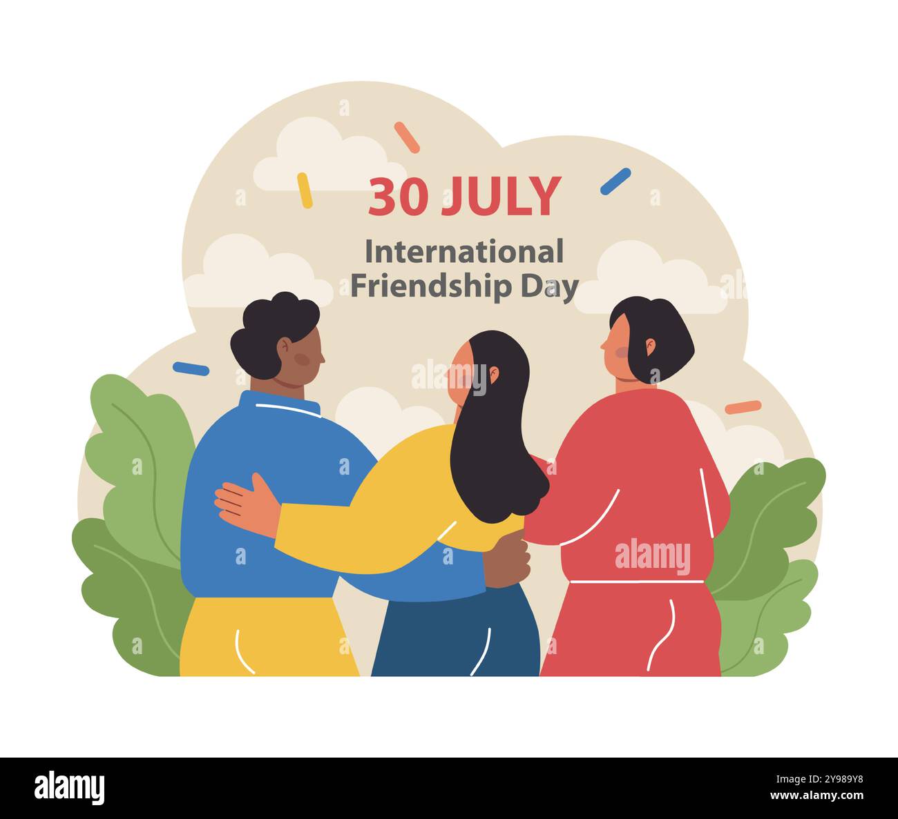 International friendship day. Cheerful characters celebrating a holiday ...