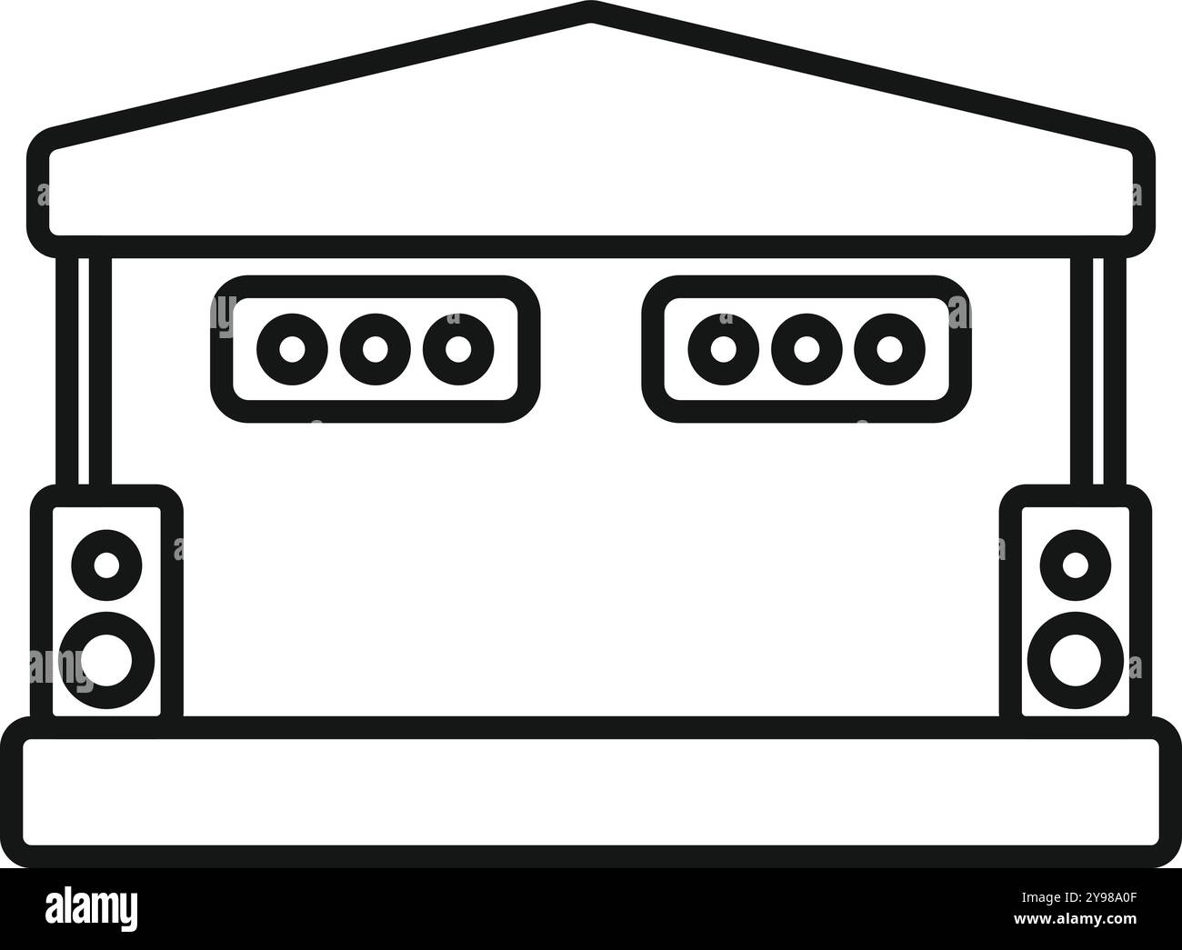Minimalist design of an outdoor stage with sound system, perfect for ...