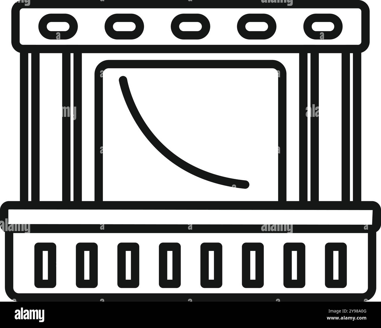 Simple vector of an empty theatre stage with a drawn curtain and an ...
