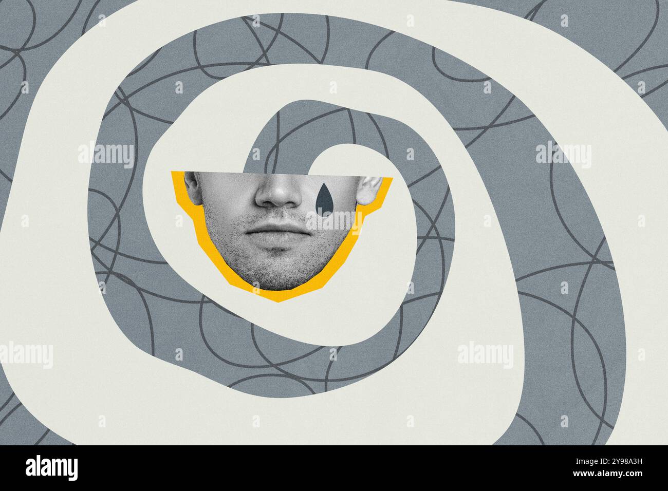 Composite trend artwork sketch image photo collage of half face head ...