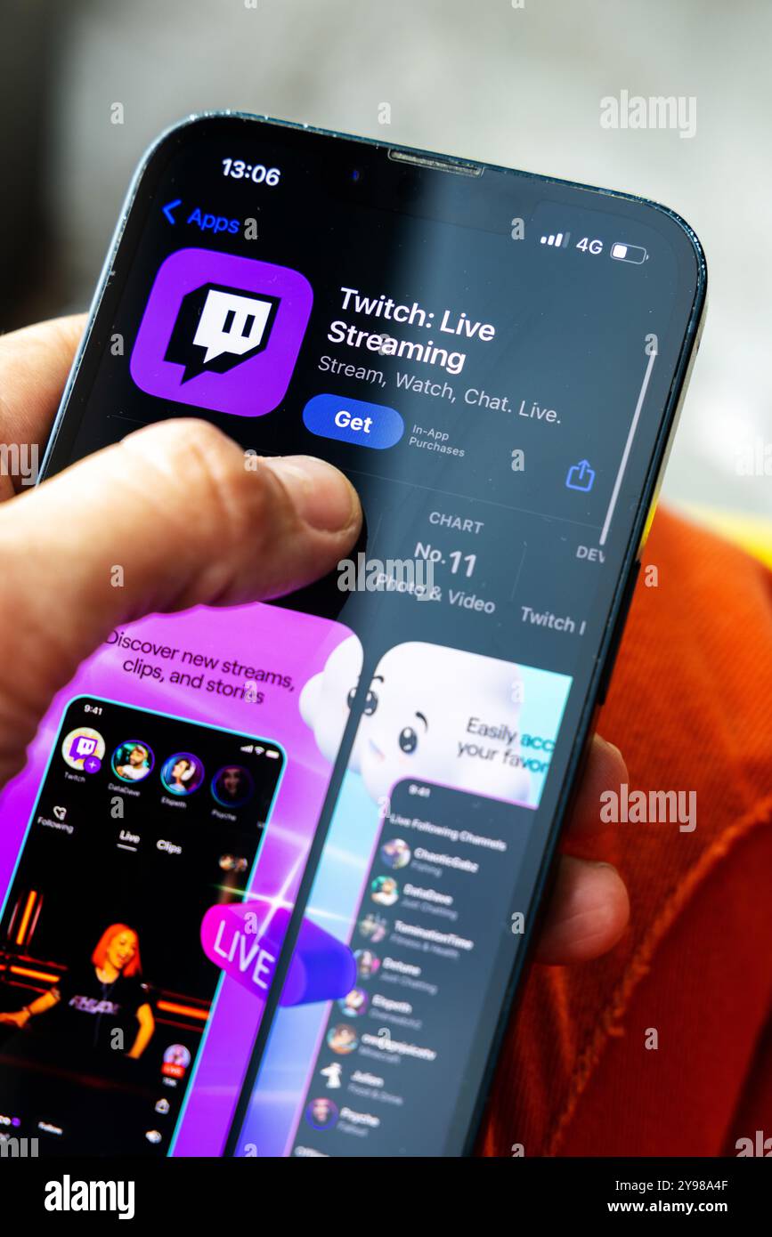 Warsaw, Poland - January 06, 2023; Iphone with Twitch logo on screen ...