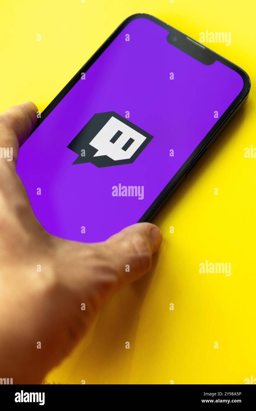 Warsaw, Poland - January 06, 2023; Iphone with Twitch logo on screen ...